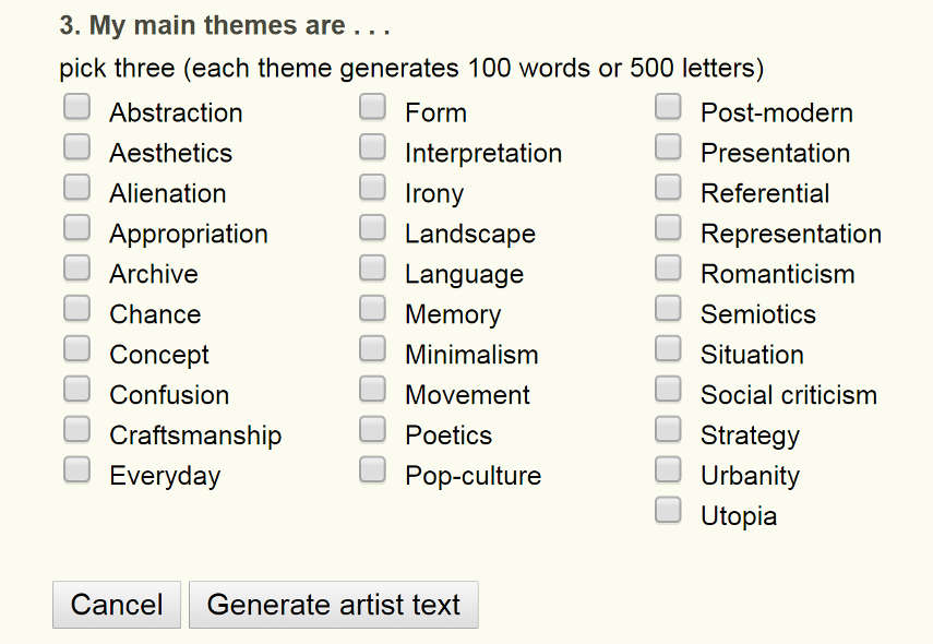 Artist Statement Generator 500 Letters An Interesting Little Tool Artist Statement Generator 500 Letters An Interesting Little Tool