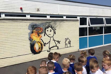 Latest Banksy Artwork in Bristol as a Present for a School | Widewalls
